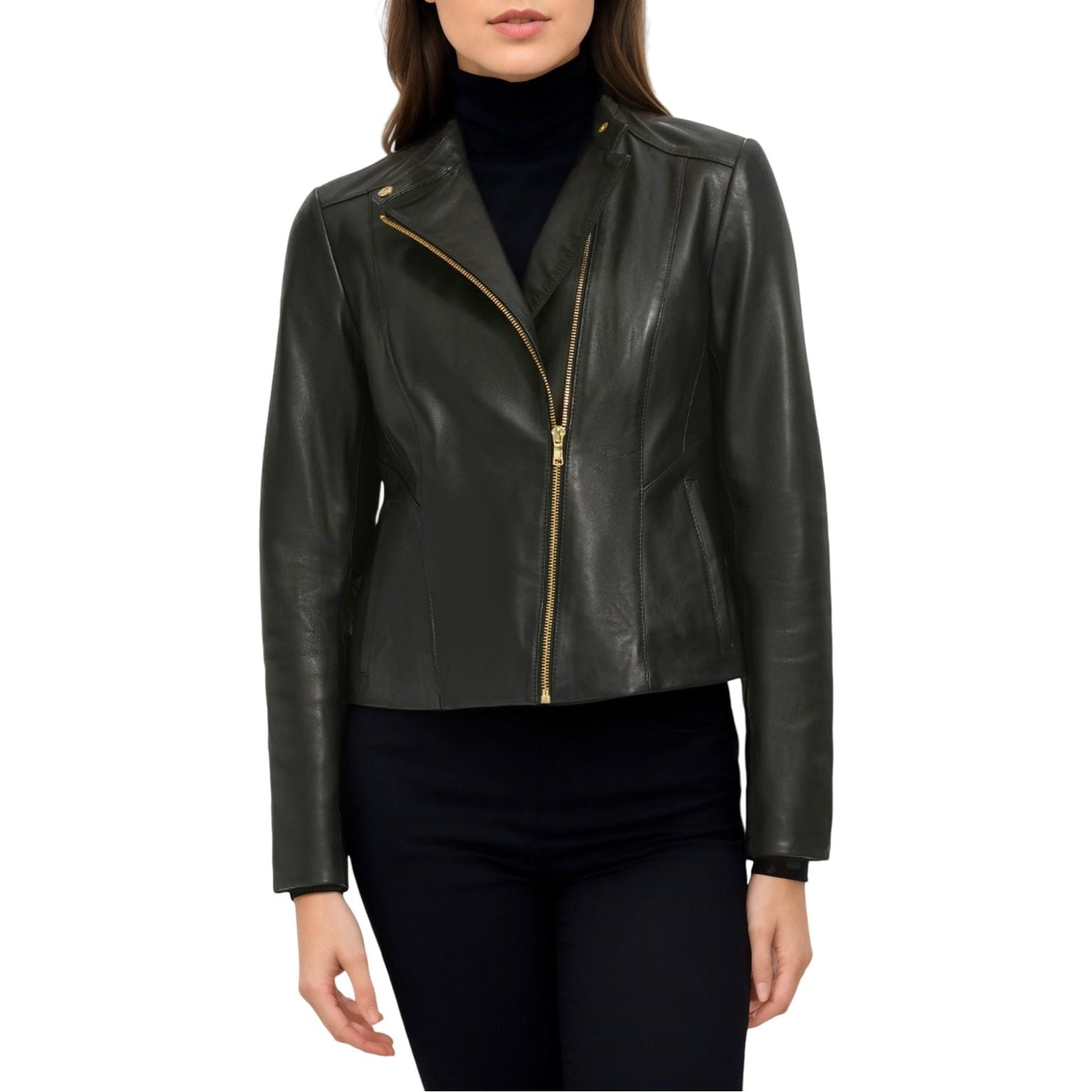 Cole Haan Women's Asymmetric Leather Jacket - Walmart.com