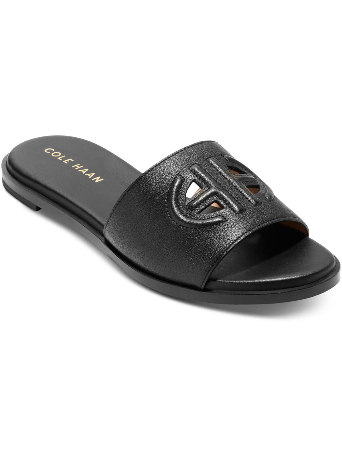 Cole Haan Womens Flynn Logo Slide Faux Suede Round Toe Slide Sandals ...
