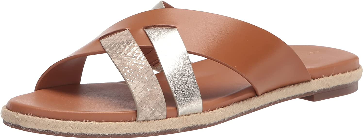 Cole Haan Womens Florens Slide Sandal 7 Pecan Leather/Metallic Shimmer ...