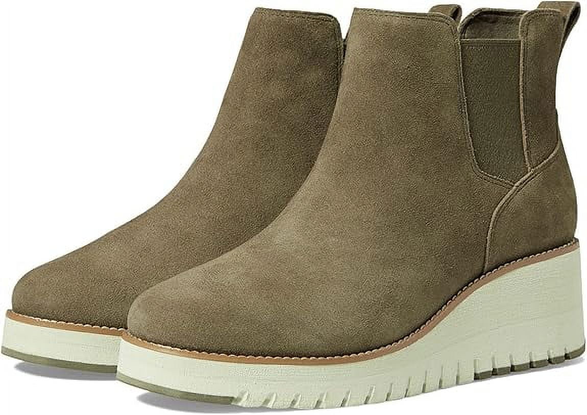 Cole Haan Zerogrand City Wedge Stone Gray Suede Side Zip Suede Ankle ...