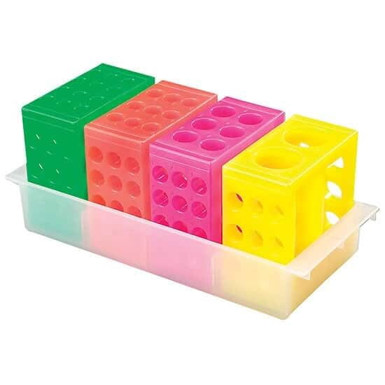 Cole-Parmer Essentials 4-Way Modular Tube Rack w/Tray, PP, Fluorescent ...