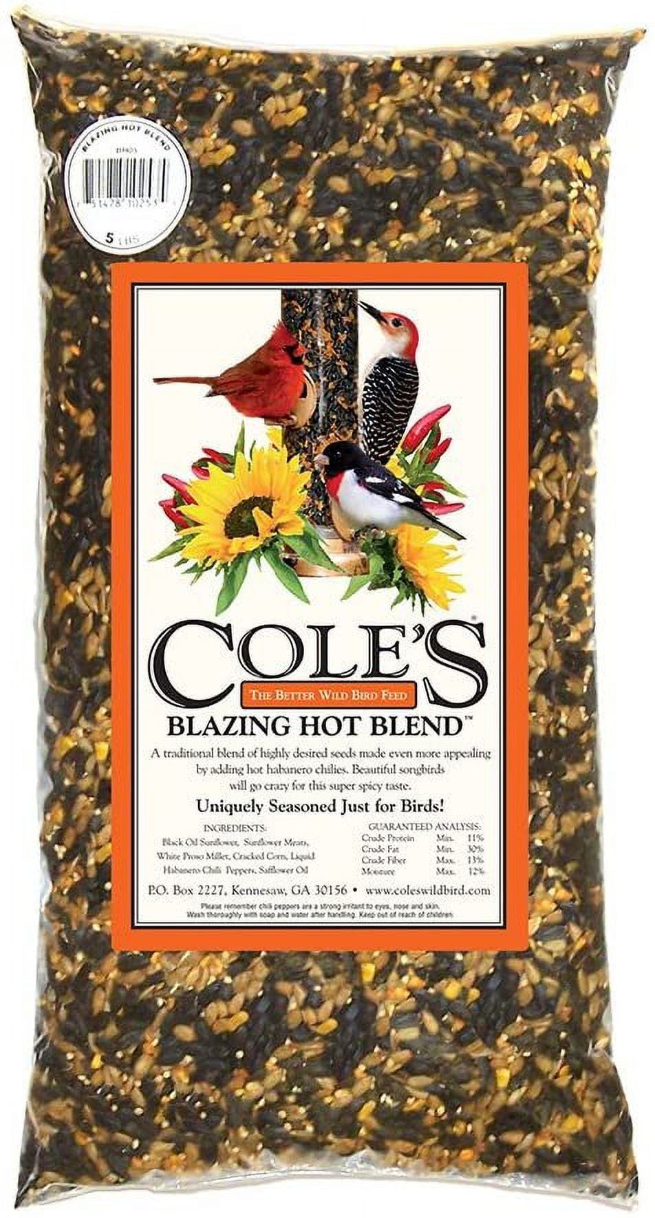 Cole's Wild Bird Products Blazing Hot Blend Bird Seed, 20-Pound ...