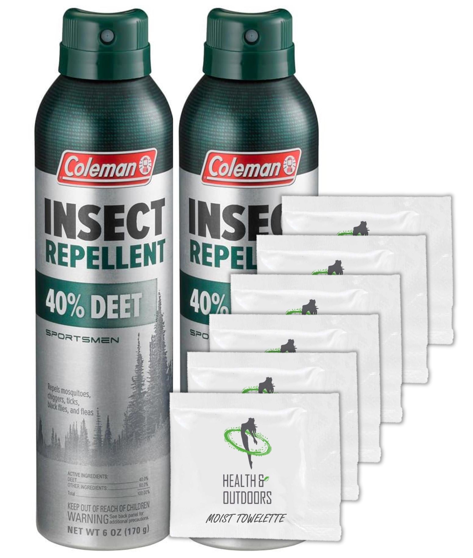Coleman 40% Deet Insect Repellent Aerosol Can, 6 oz, 2 Pack W/ Bonus ...