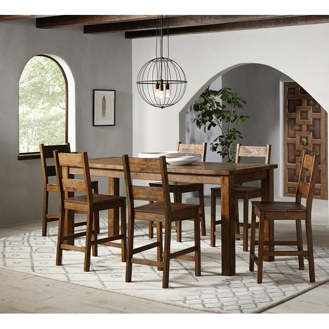 Coleman 5-piece Counter Height Dining Set Rustic Golden Brown - Walmart.com