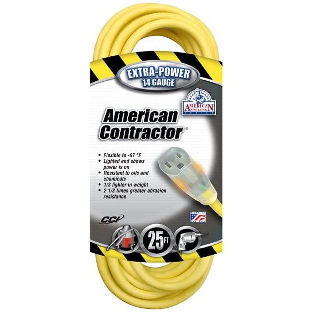 Coleman Cable 01497 14/3 25' Contractor Extension Cord with Lighted End ...