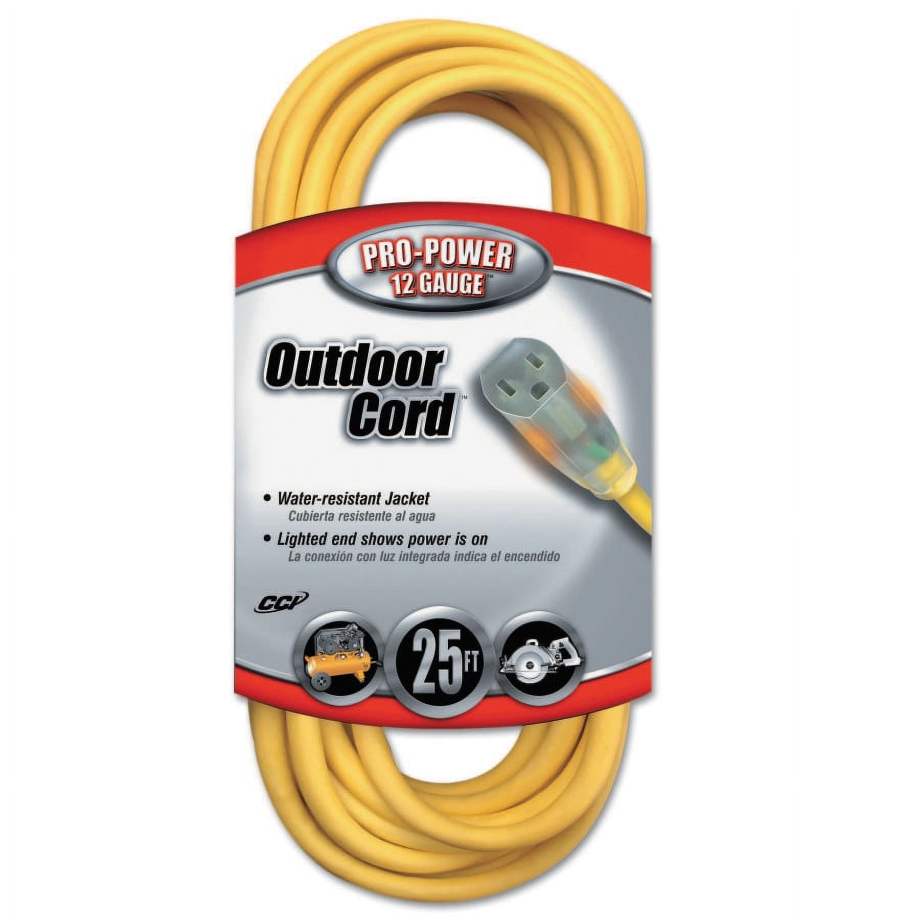 Coleman Cable 02587 12/3 Vinyl Outdoor Extension Cord with Lighted End ...