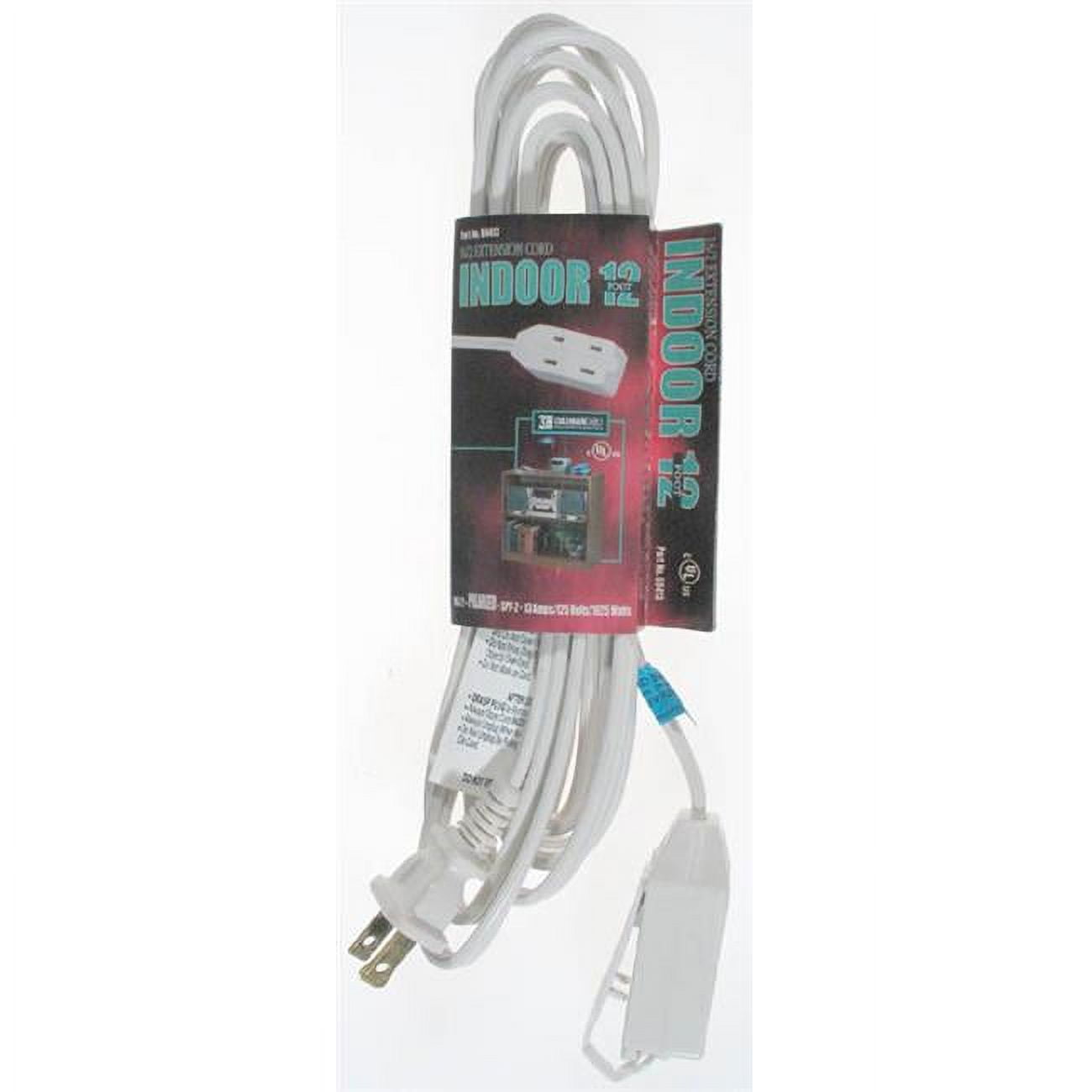 Coleman Cable 09413 12 ft. 16/2 White Indoor Cube Tap Extension Cord ...
