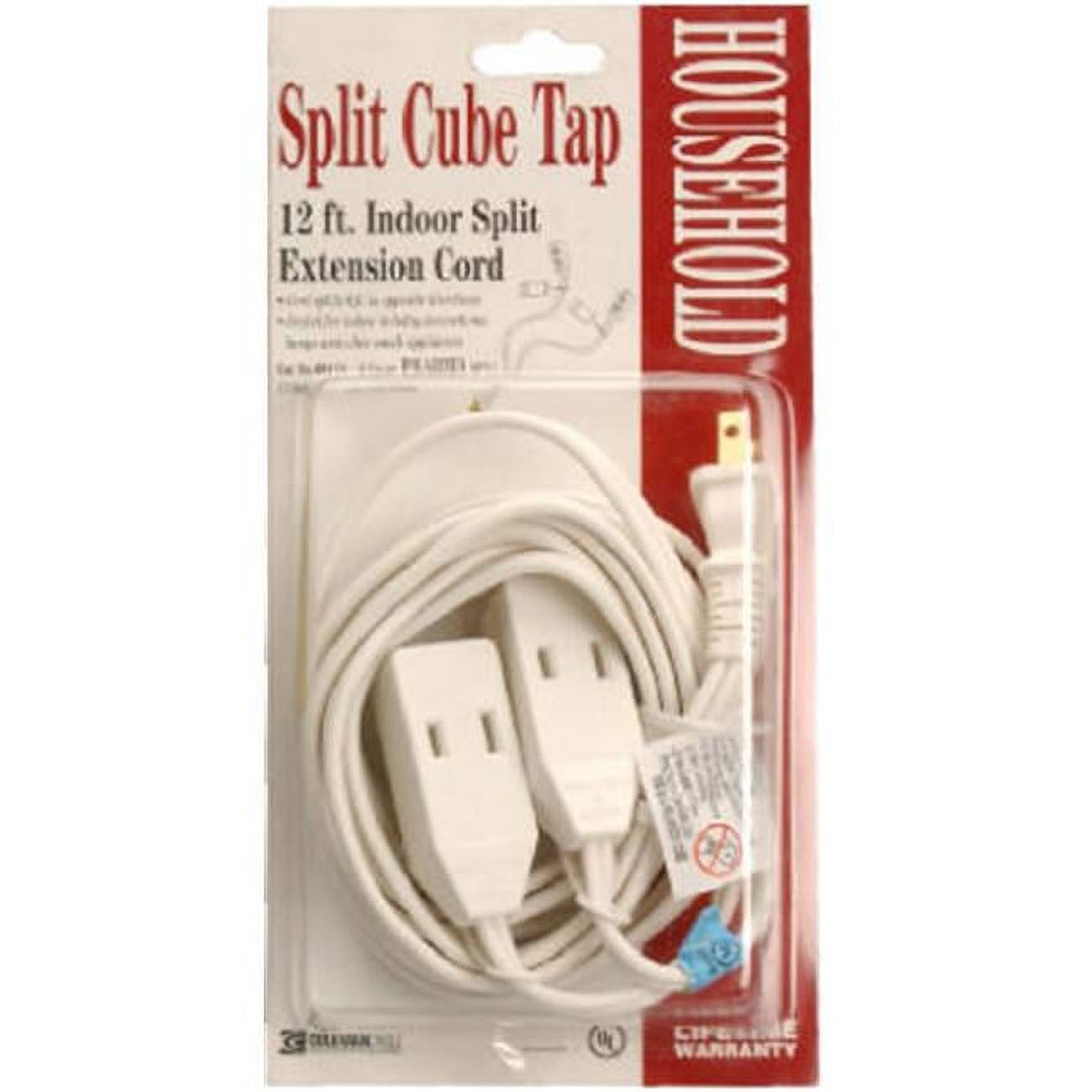 Coleman Cable 09418 12 ft. 16 By 2 Split Cube Tap Extension Cord - Walmart.com