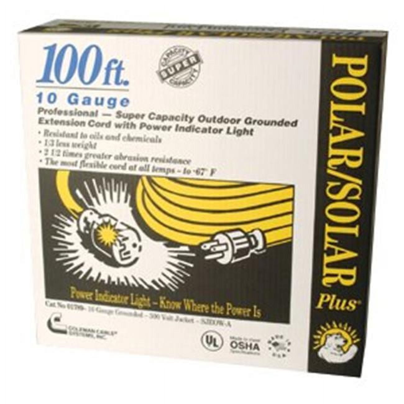 Coleman Cable 100' Yellow Polar-Solar Plus Exy. Cord - Yellow - 100 ft ...