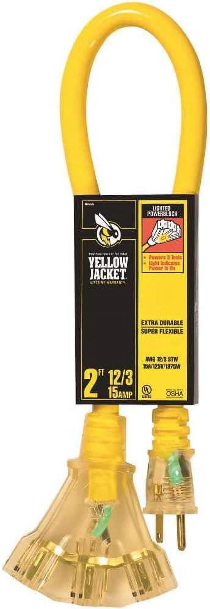 Yellow Jacket 2882 Extension Cord, 15 Amp, 2', Each - Walmart.com