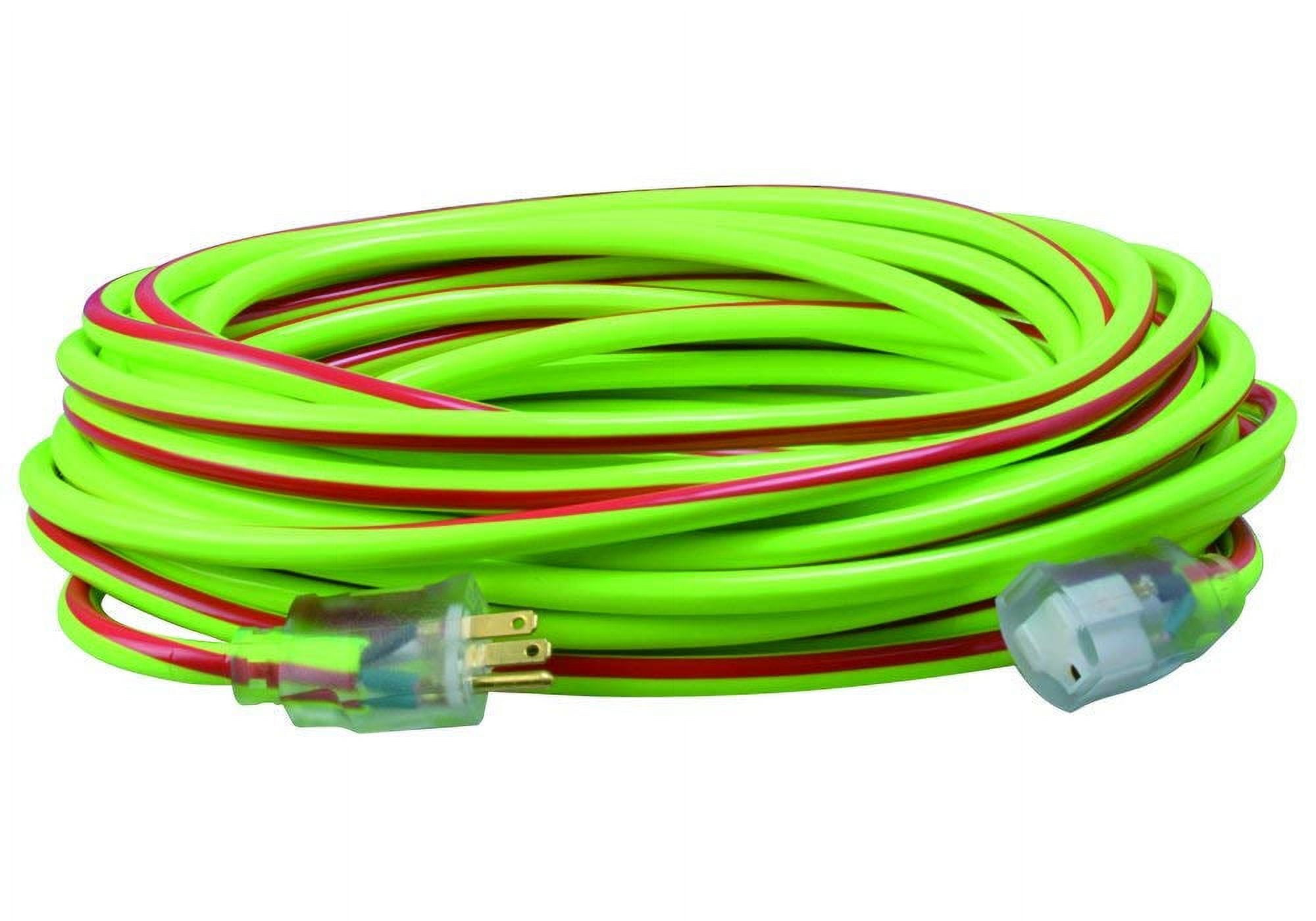 Coleman Cable 12/3 Neon Outdoor Extension Cord, Green/Red, 100-Feet ...