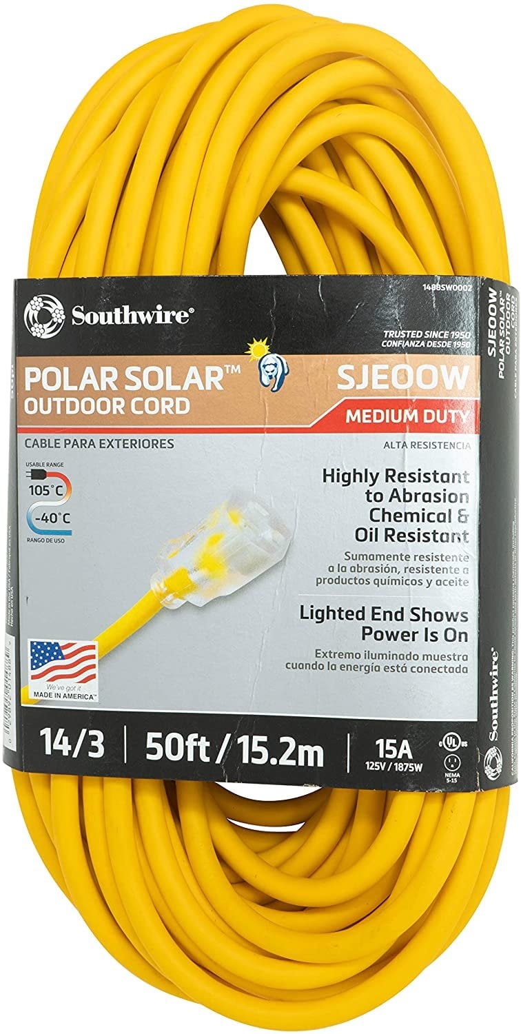 Coleman Cable 14880002 1488SW0002 14/3 Insulated Outdoor Extension Cord ...