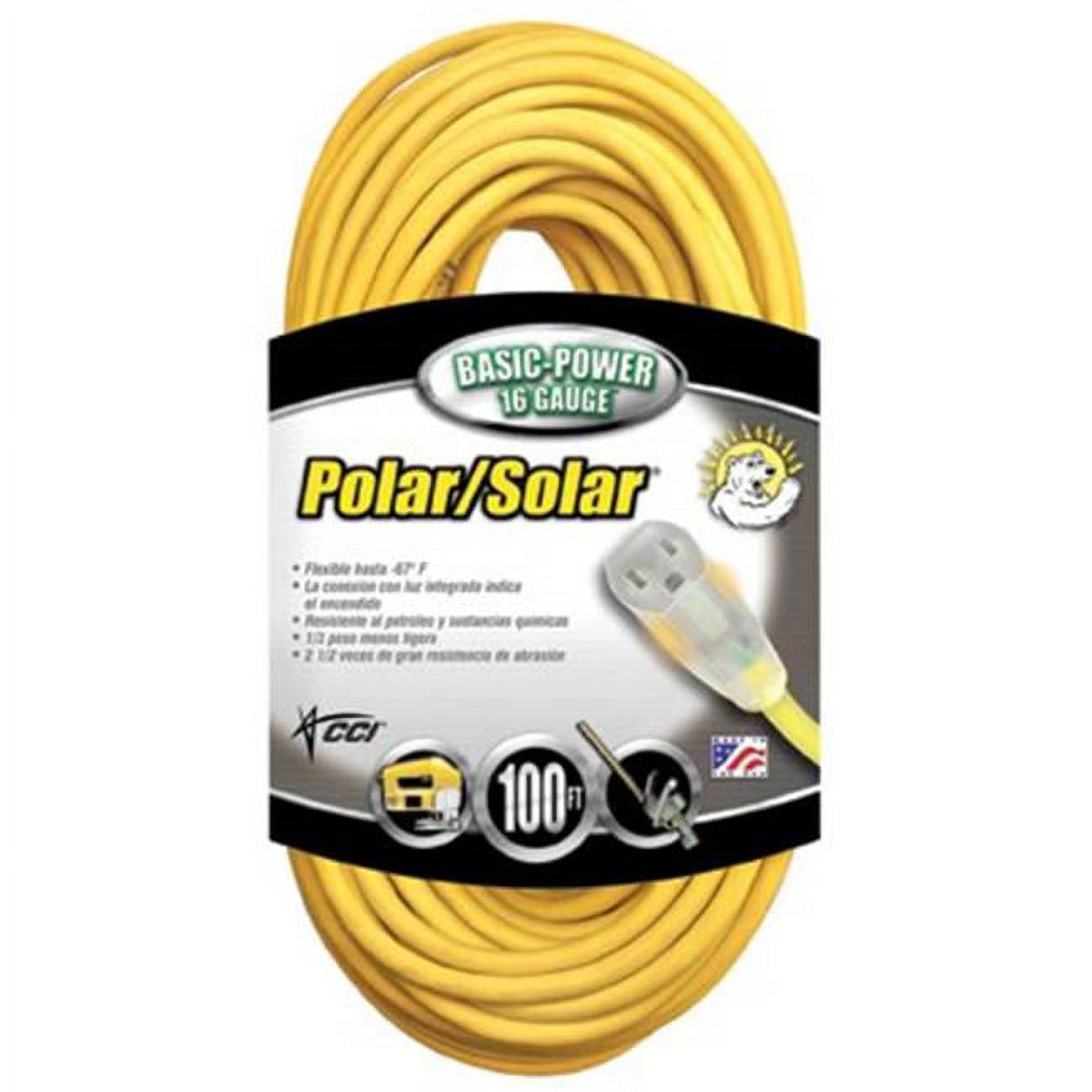 Coleman Cable 16-3 100' Sjeow Polar-Solar Extension Cord - Walmart.com