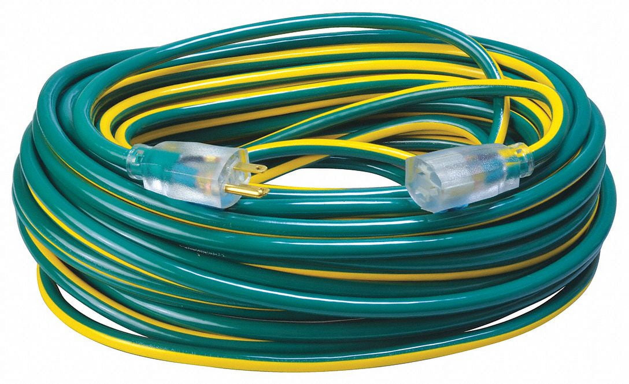Coleman Cable 2549SW0052 100' Green & Yellow 12/3 Outdoor Extension ...