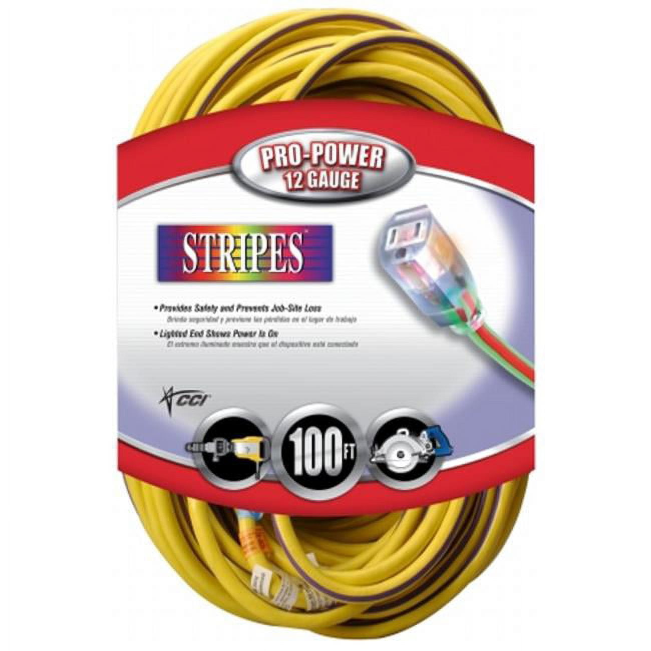 Coleman Cable 50ft Three Prong 12-3 Outdoor Extension Cord, Yellow ...