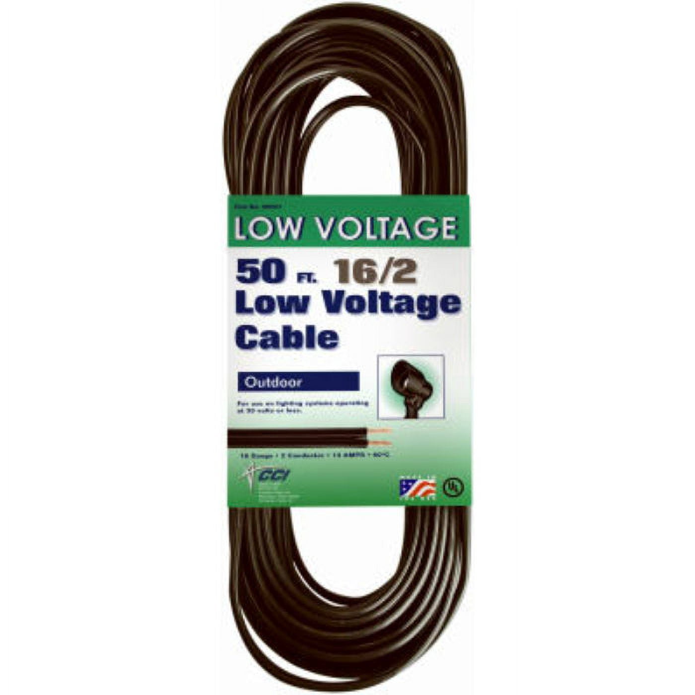 Coleman Cable 55213142 Low Voltage Circuit Lighting Cable, Black, 16/2 ...