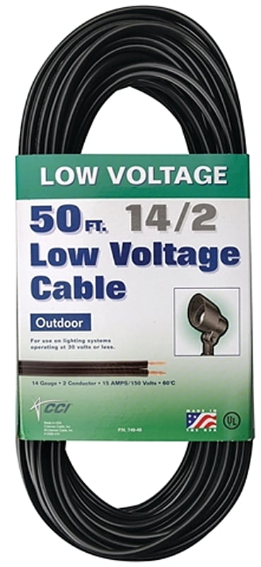 Coleman Cable® 55213242 Low Voltage Circuit Lighting Cable, Black, 14/2 ...