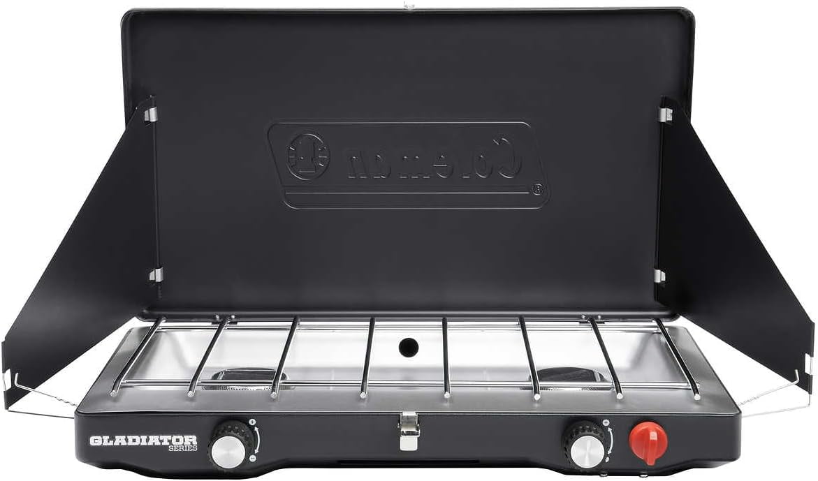 Coleman Gladiator 2 Burner Propane Camping Stove, 20,000 BTU, Wind ...