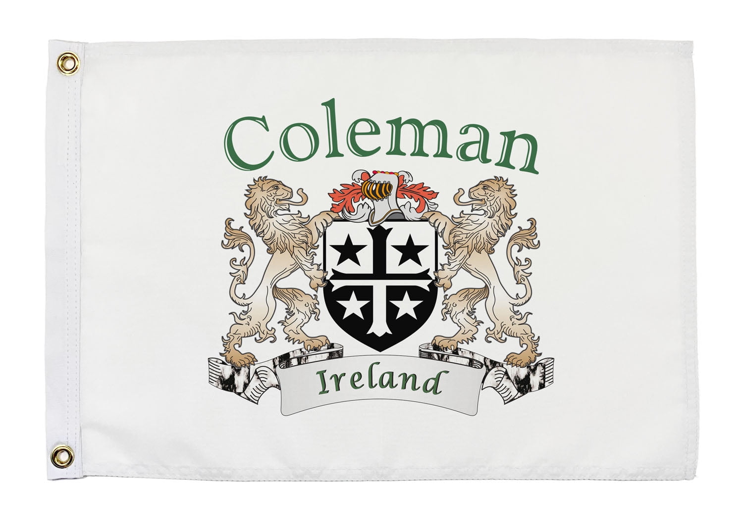 Coleman Irish Coat of Arms Small White Flag - 16"x10.5" inches ...