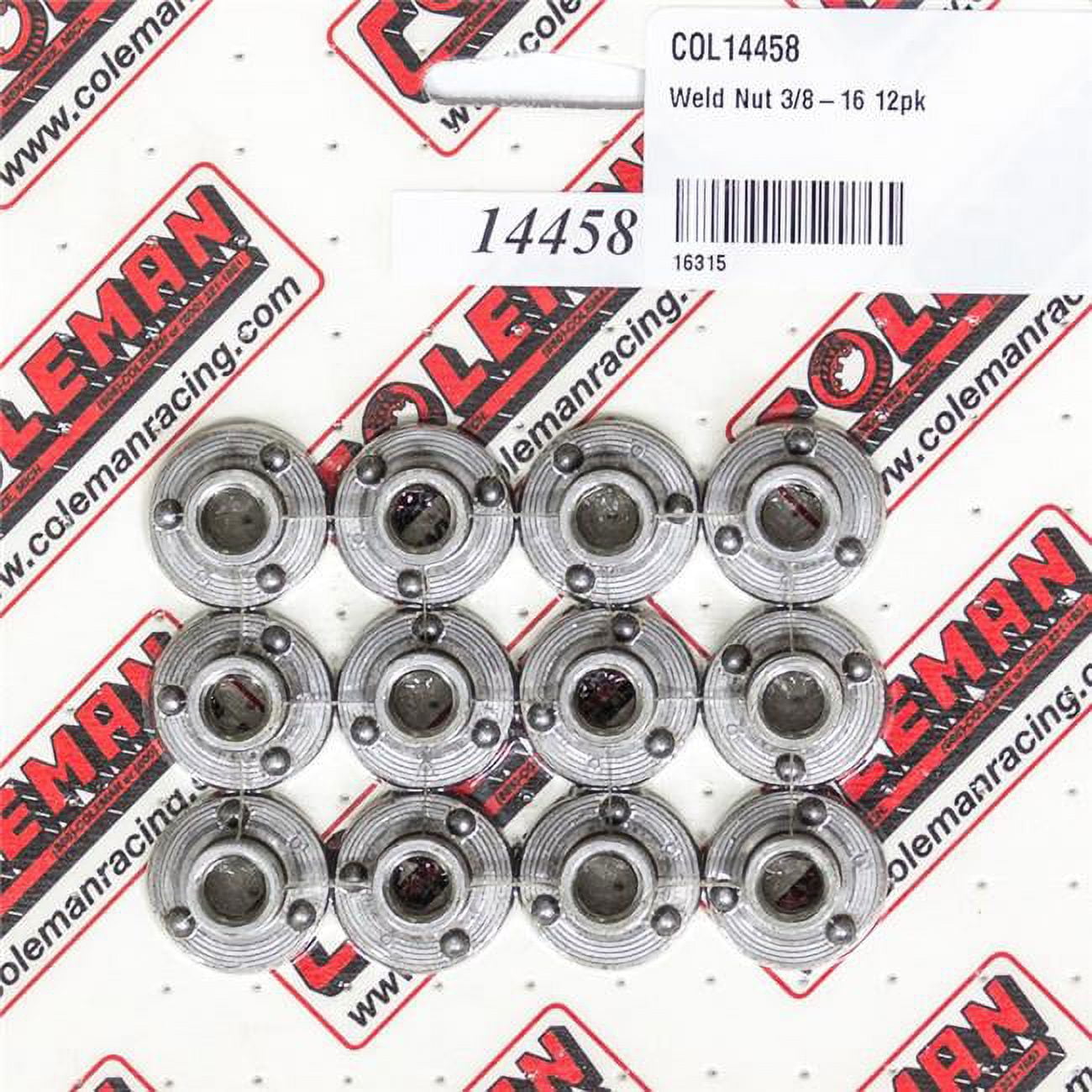 Coleman Machine 14458 Weld Thread Nut - 0.37-16 in. - Pack of 12 ...