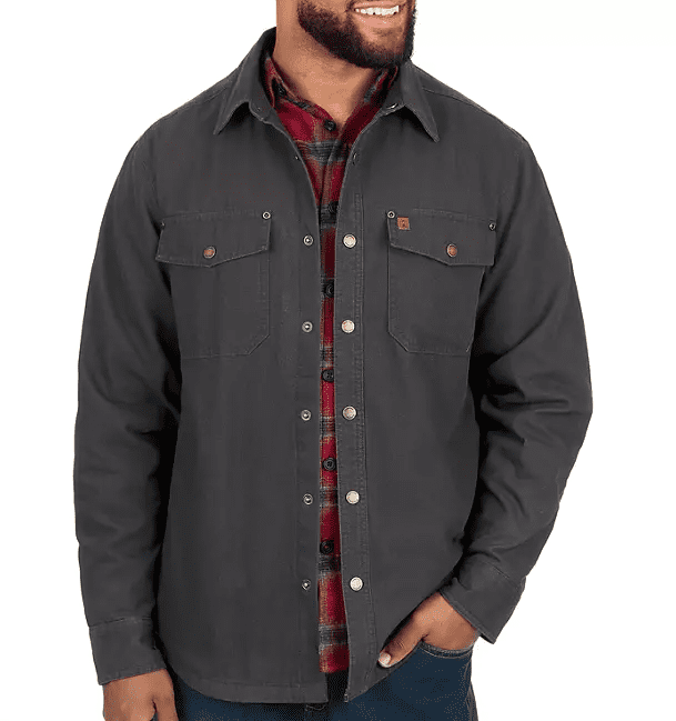 Coleman Men's Fleece Lined Canvas Shirt Jacket (Onyx, XXL) - Walmart.com