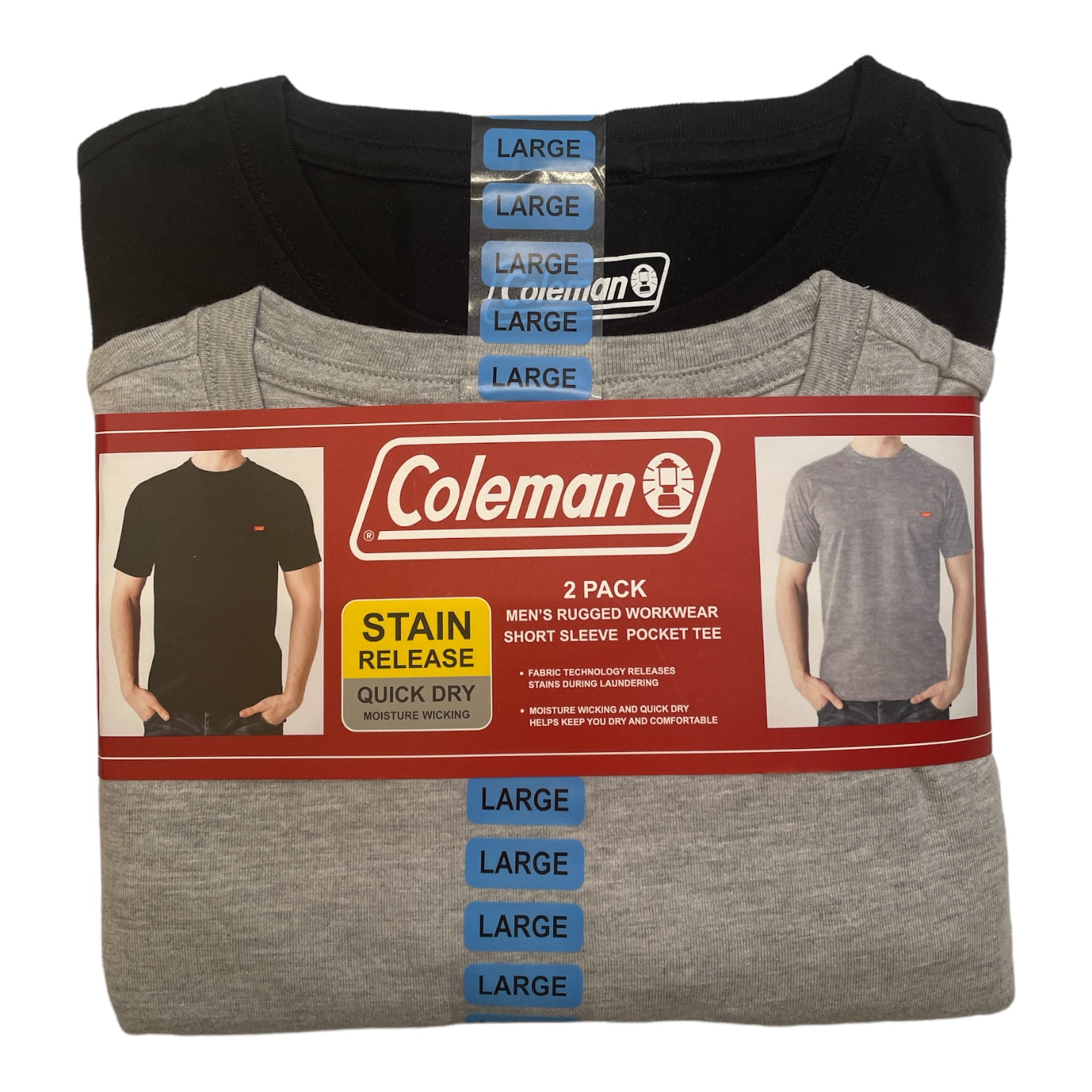 Coleman Men's Rugged Workwear Short Sleeve Pocket Tee, 2 Pack - Walmart.com