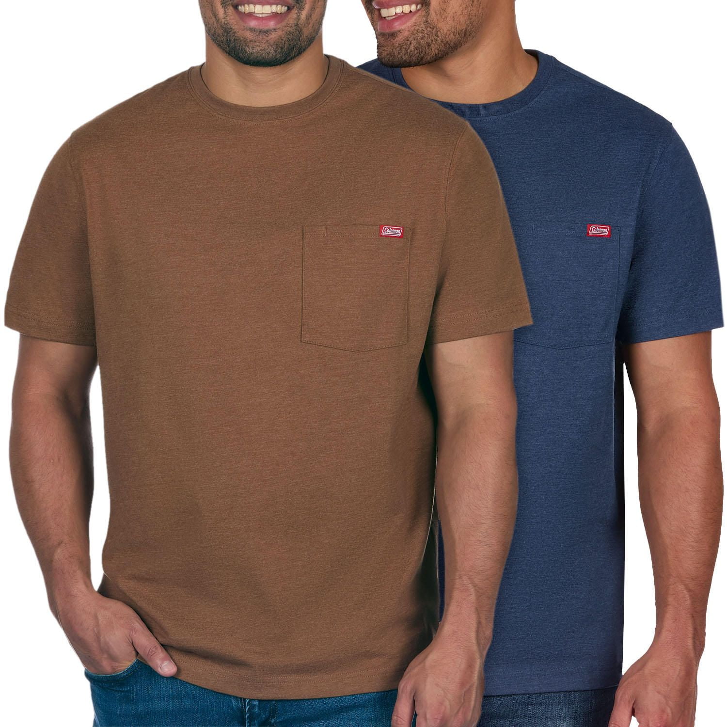 Coleman Men's Rugged Workwear Short Sleeve Pocket Tee, 2 Pack (Cobalt ...