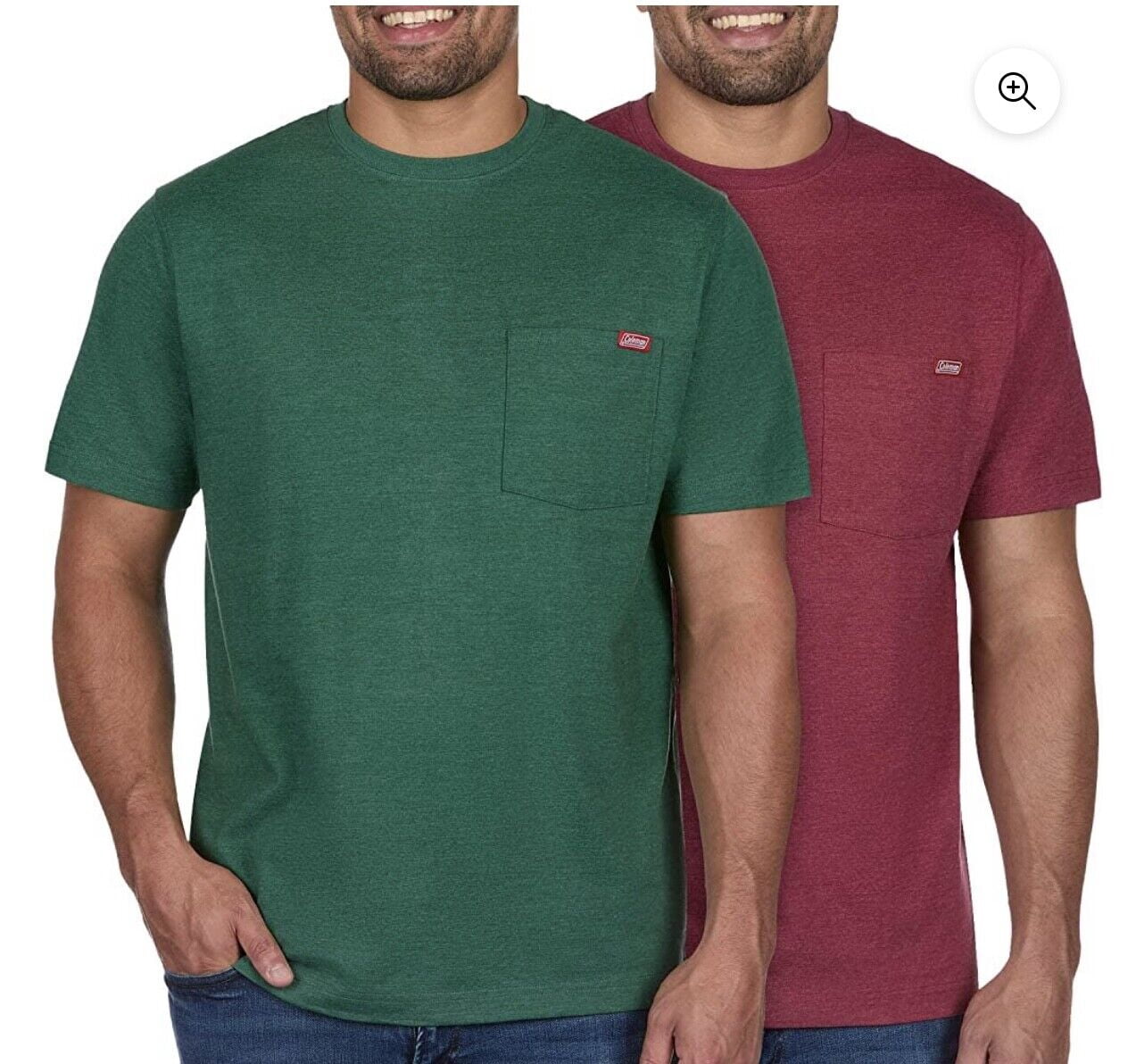 Coleman Men's Rugged Workwear Short Sleeve Pocket Tee, 2 Pack (Green ...