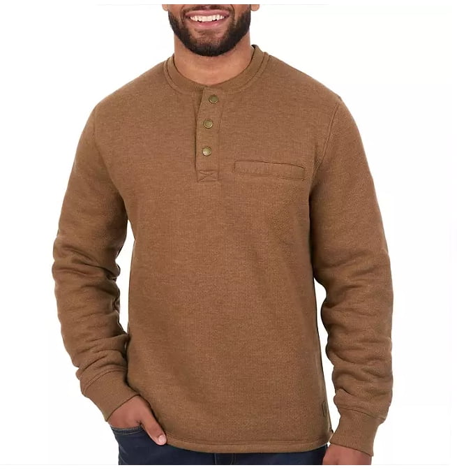 Coleman Men's Warm Sherpa Lined Secure Chest Pocket Henley Sweatshirt ...