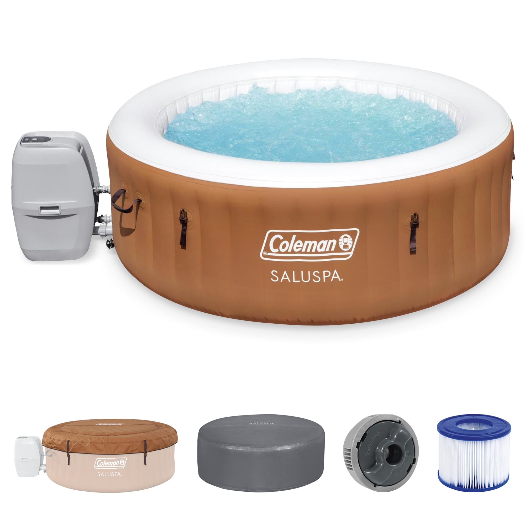 Coleman Ponderosa AirJet Inflatable Hot Tub, 71x26 Inches, 120 Jets ...