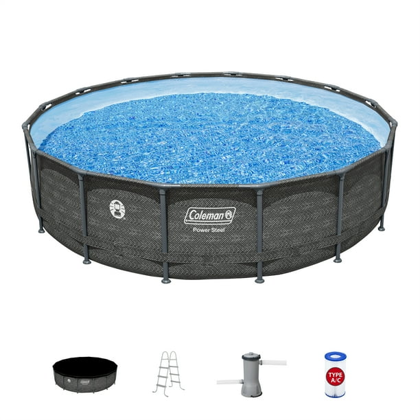 Coleman Power Steel 16 ft. x 42 in. Round Metal Frame Above Ground Pool ...