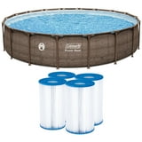 Coleman Power Steel 18’ x 48” Round Metal Frame Above Ground Pool Set ...