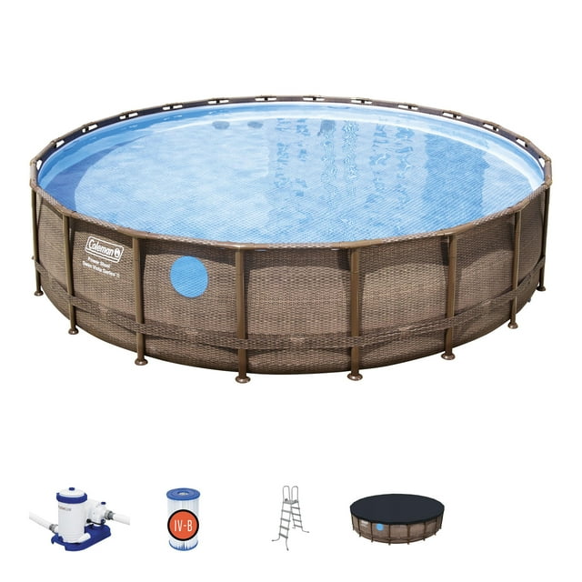 Coleman Power Steel 22' x 52" Round Frame Above Ground Swimming Pool ...