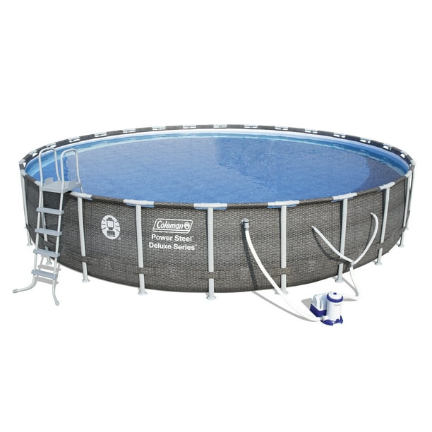 Coleman Power Steel 26' x 52" Deluxe Series Pool Set with Pump, Ladder ...