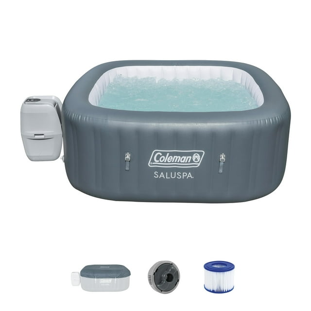 Coleman SaluSpa AirJet Inflatable Hot Tub with 114 Soothing Jets, Gray ...