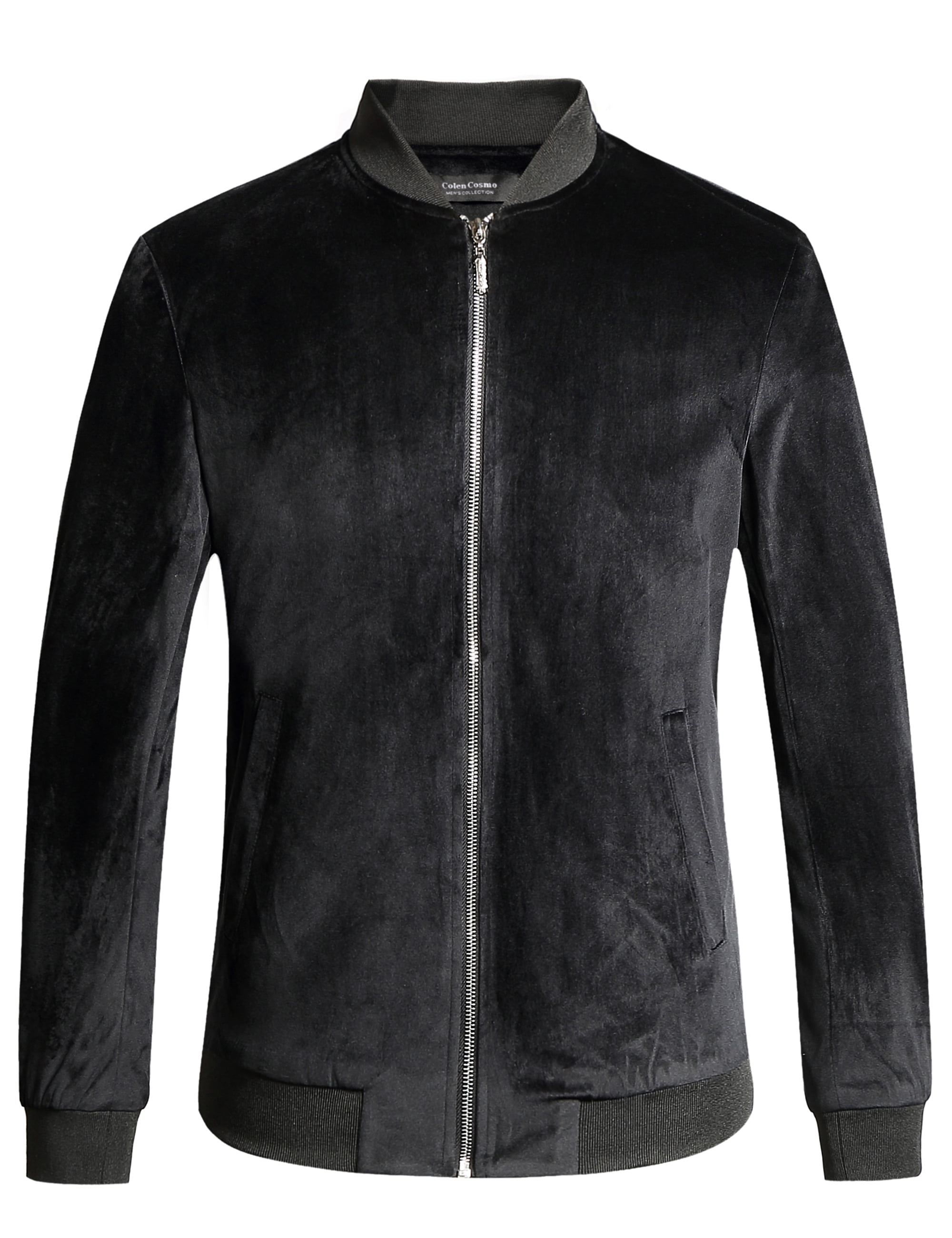 Colen Cosmo Men's Jackets Velvet Full Zip Bomber Jacket Winter Warm ...