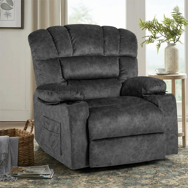 "Colerline 40.9"" Wide Velvet Upholstered Recliner Chair, Oversize ...