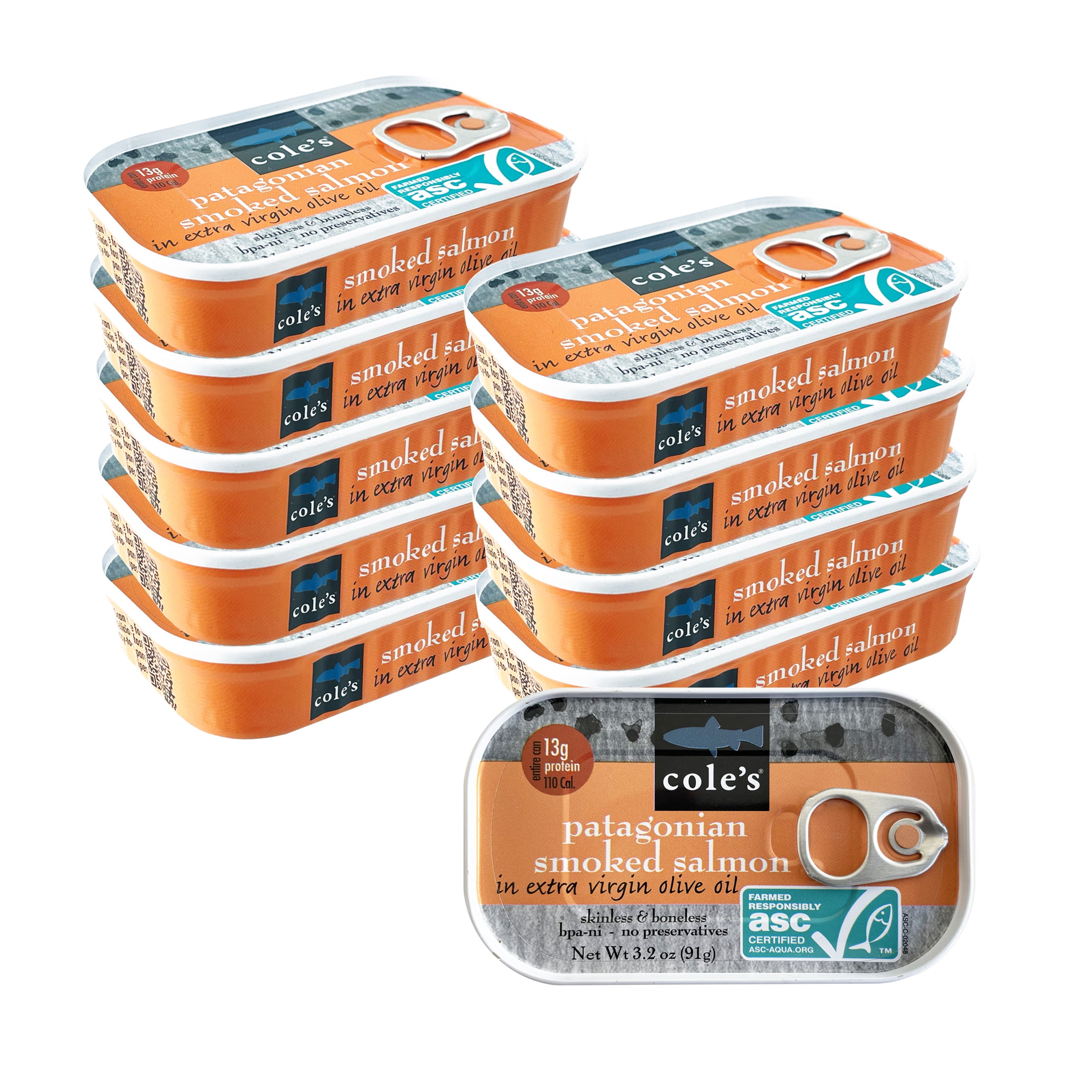 Coles Smoked Salmon in Olive Oil 10 Pack - Fish Fillet, High Protein ...