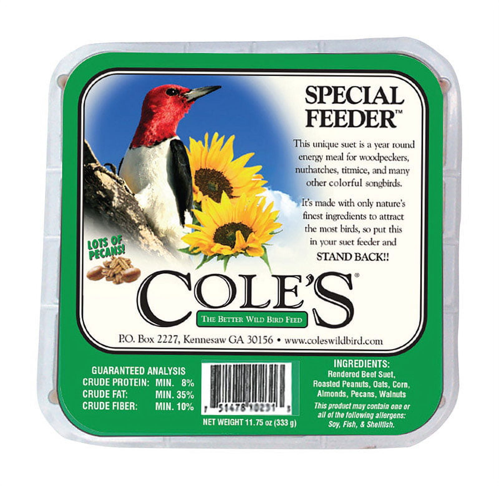 Coles Wild Bird SFSU Suet Bird Seed, 11 oz, Cake per 12 EA - Walmart.com