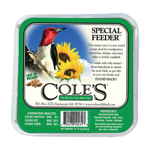 Coles Wild Bird SFSU Suet Bird Seed, 11 oz, Cake per 12 EA - Walmart ...