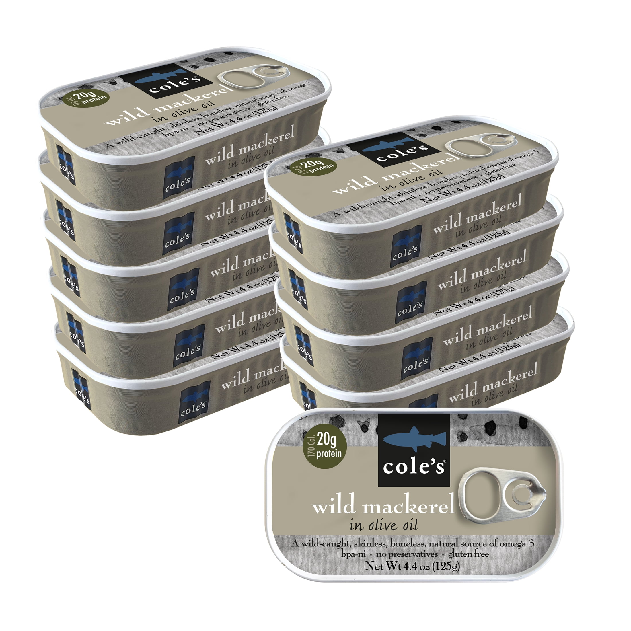 Coles Wild Mackerel in Olive Oil 10 Pack - High in Omega 3, Canned ...