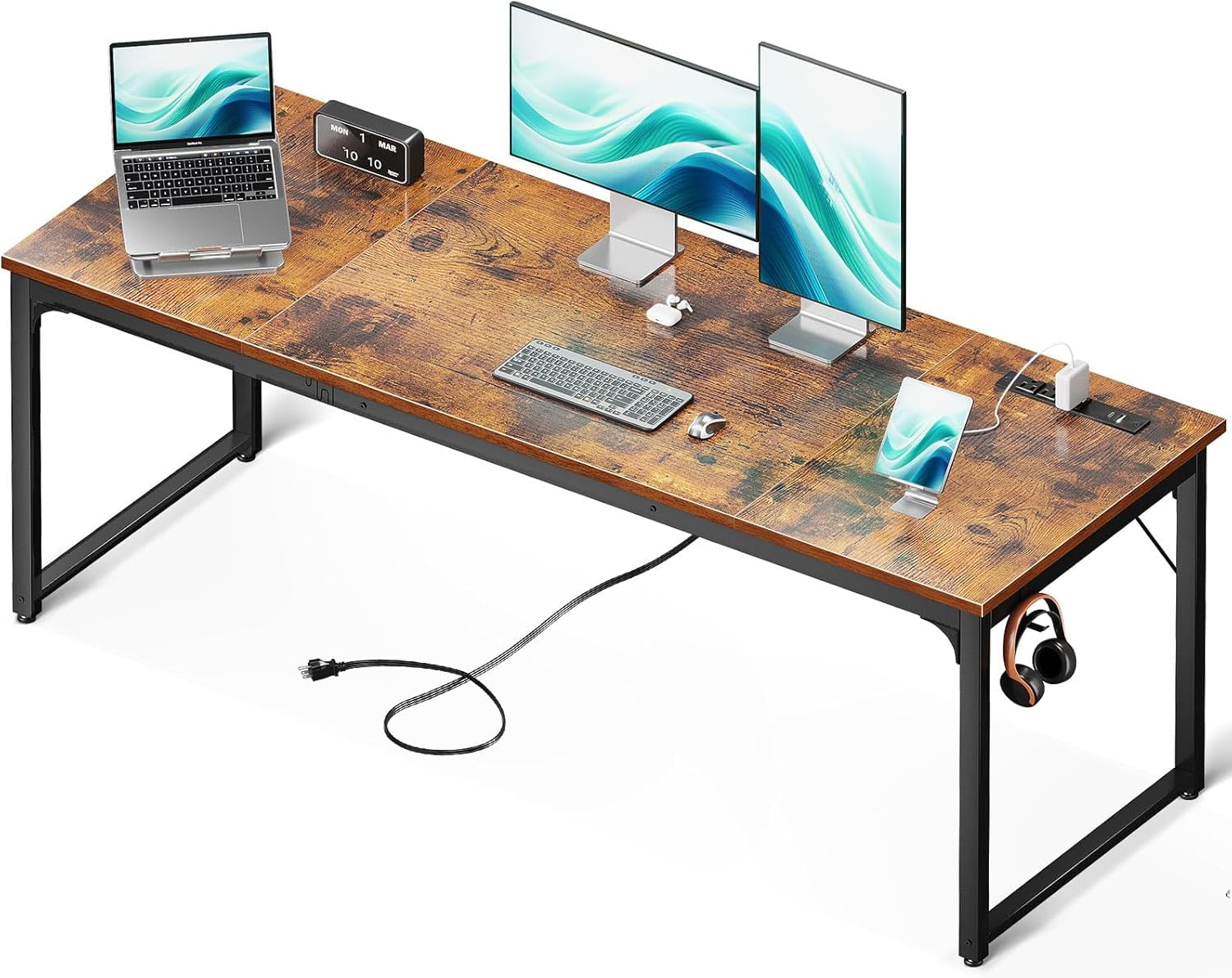 Coleshome 71 Inch Computer Desk with USB Ports, Large Office Desk, Long ...