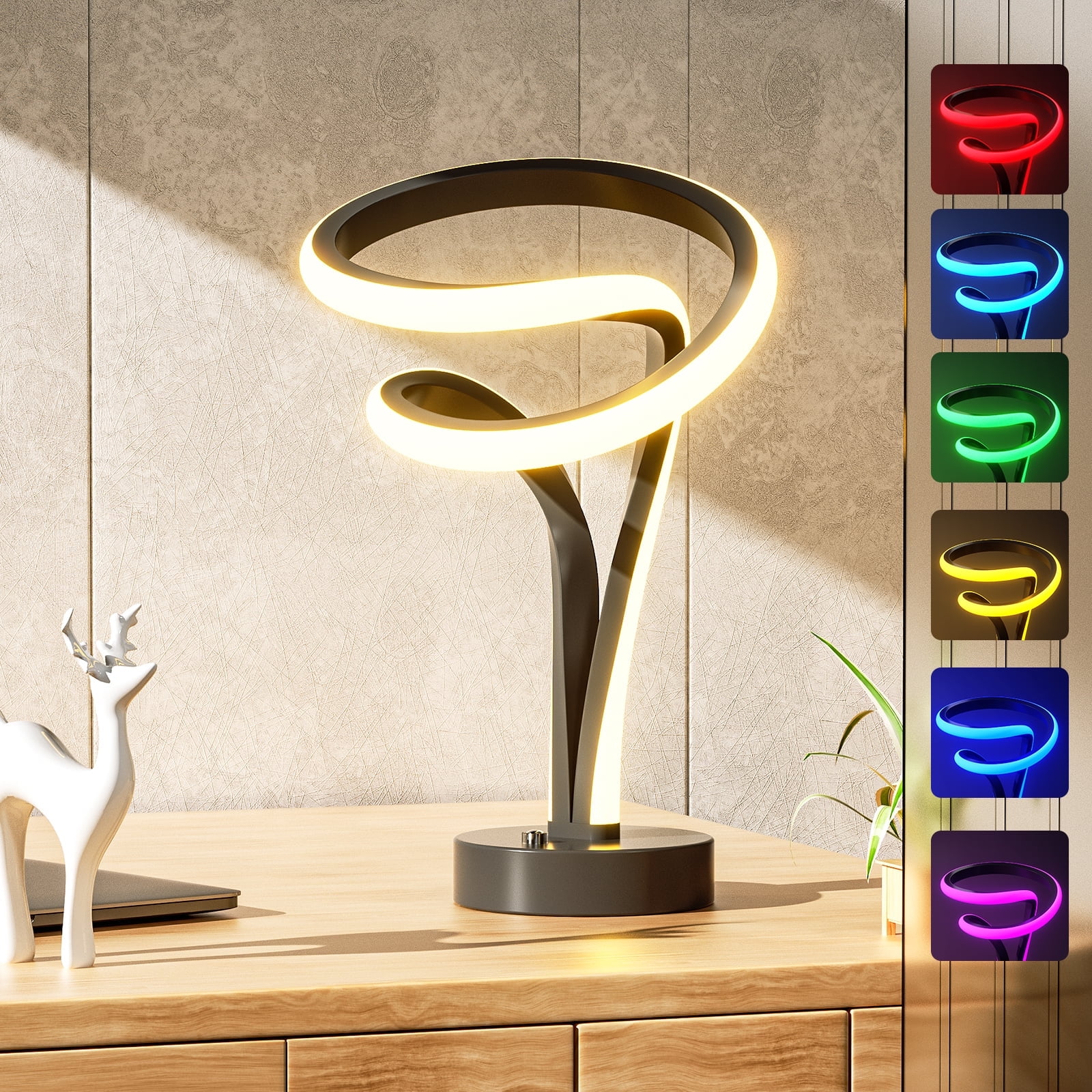 Colesno Modern Table Lamp,Touch Lamp for Nightstand,7 Color 10 Modes ...