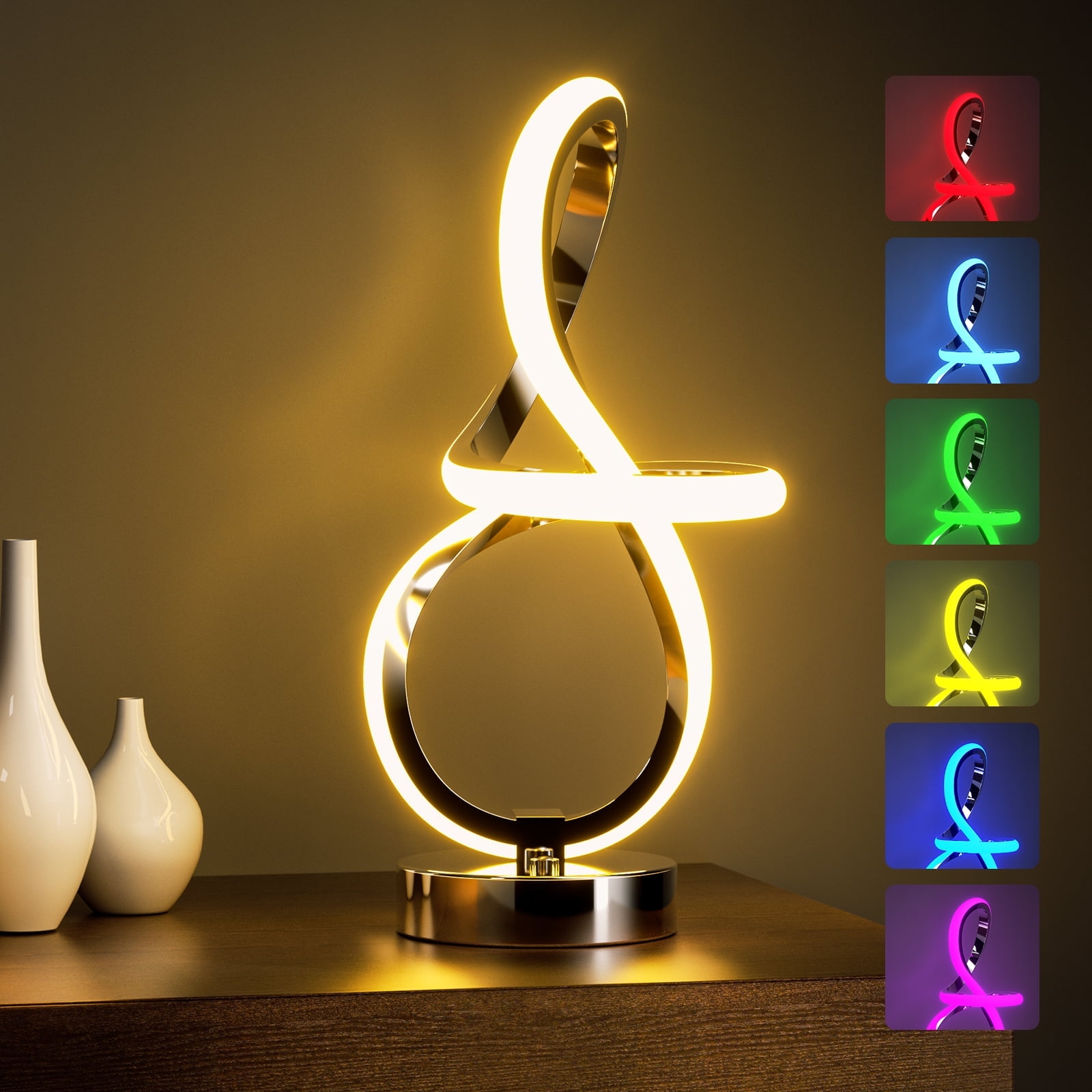 Colesno RGB Table Lamp with 7 Colors, Touch Control Dimmable Modern ...
