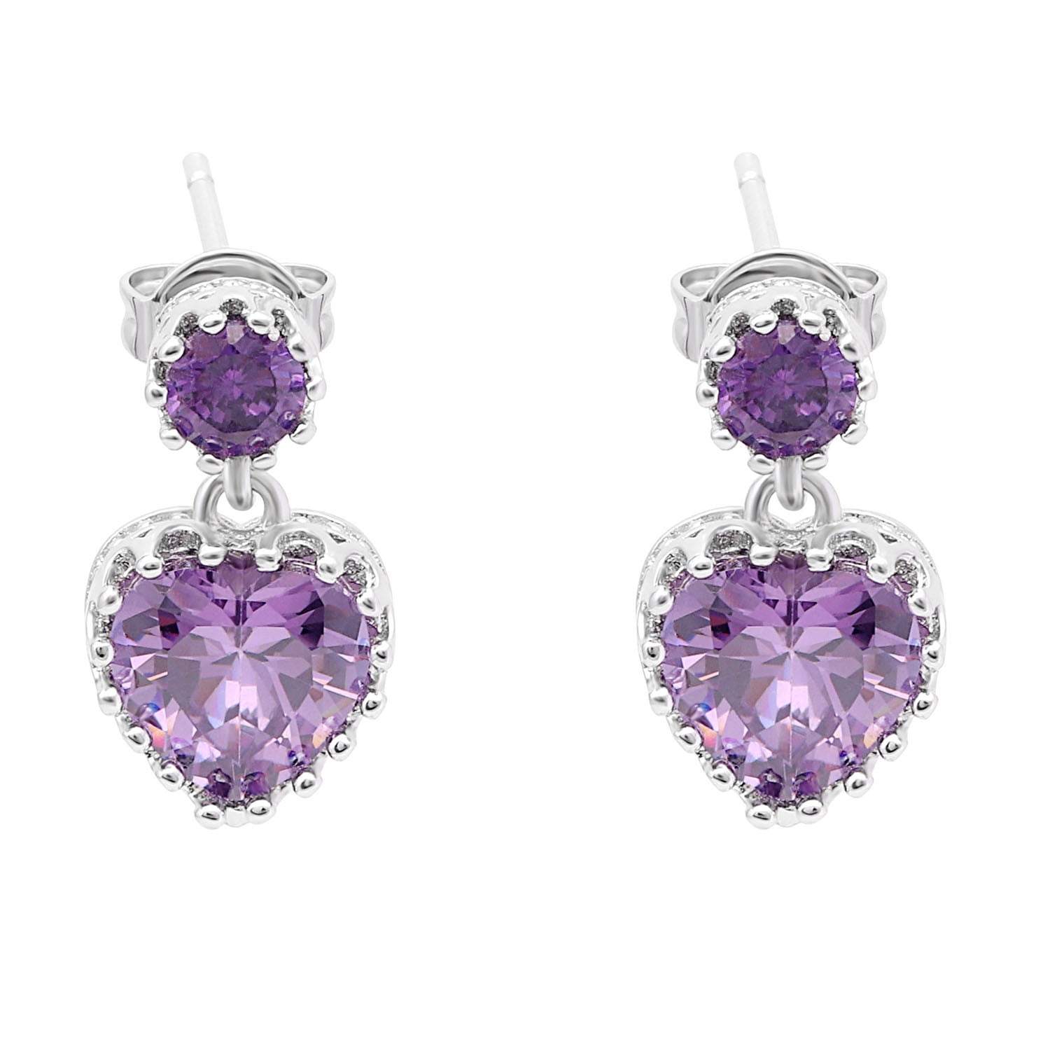 Colette Dangle Earrings Womens Purple Heart Cubic Zirconia Ginger Lyne ...