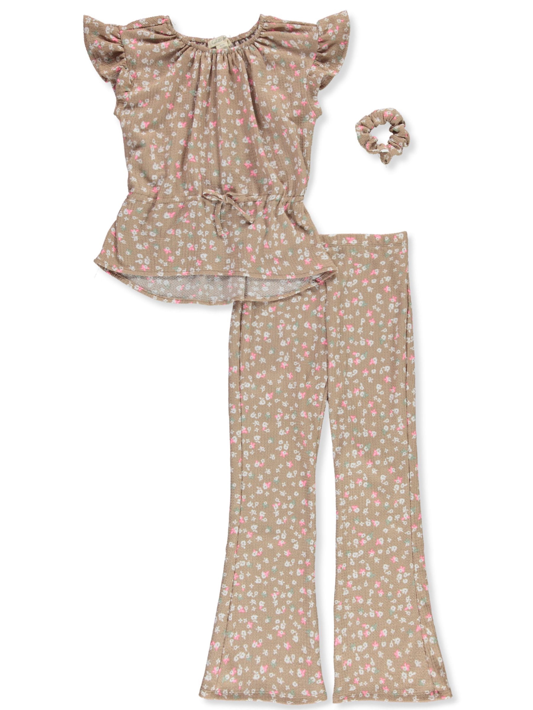 Colette Lilly Girls' 3-Piece Flower Scrunchie Pants Set Outfit - multi ...