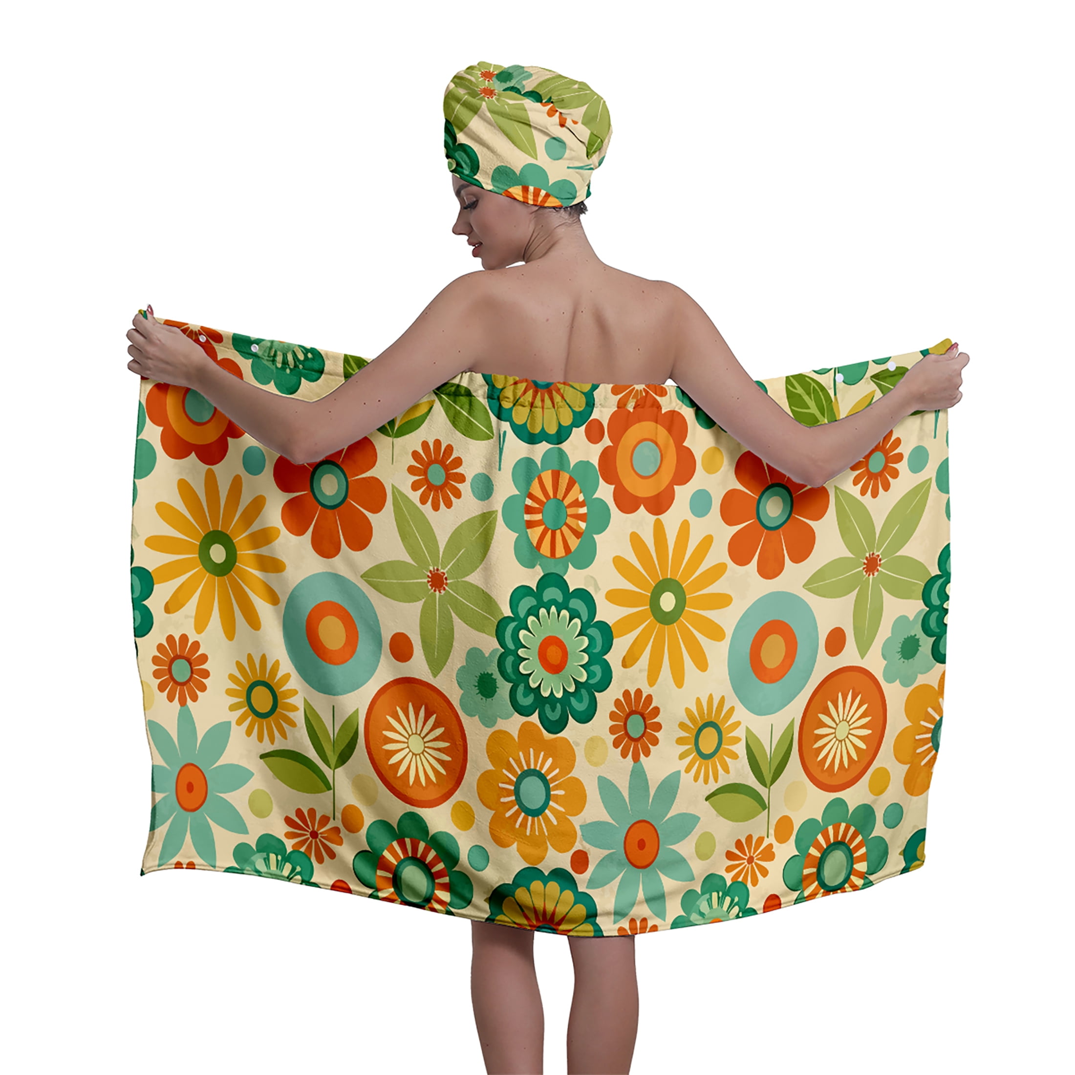 Colevkie 2 Pieces Bath Wrap Set Bath Skirt & Shower Cap for Women Beach ...