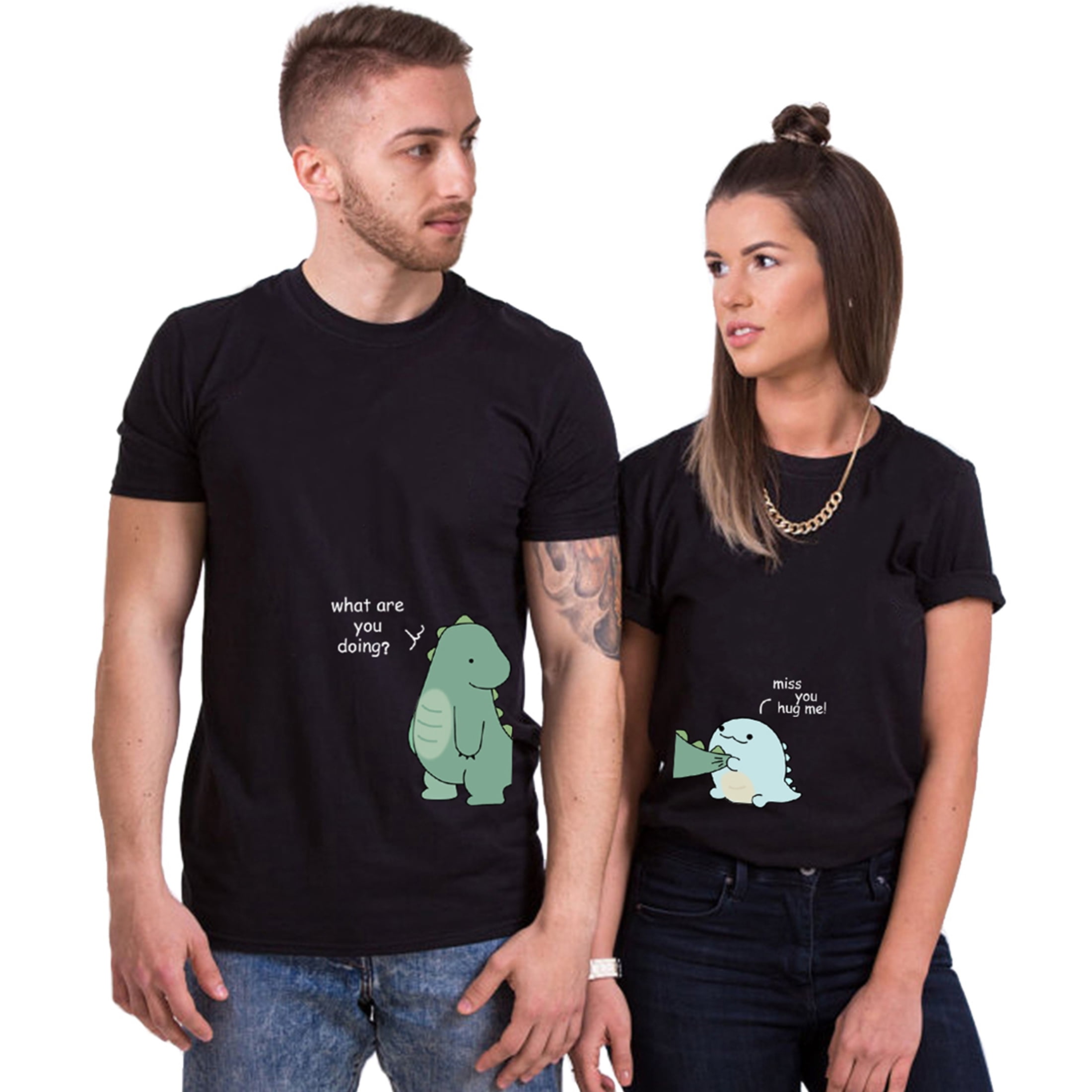 Colevkie Cute Dinosaur Couple Tshirt for Husband Wife Him and Her,His ...