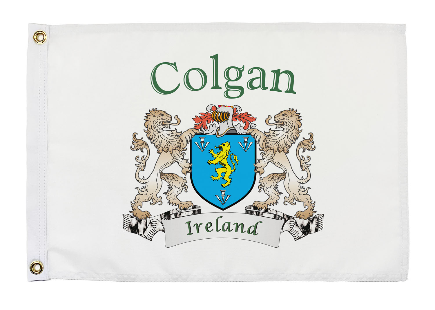 Colgan Irish Coat of Arms Small White Flag - 16"x10.5" inches - Walmart.com