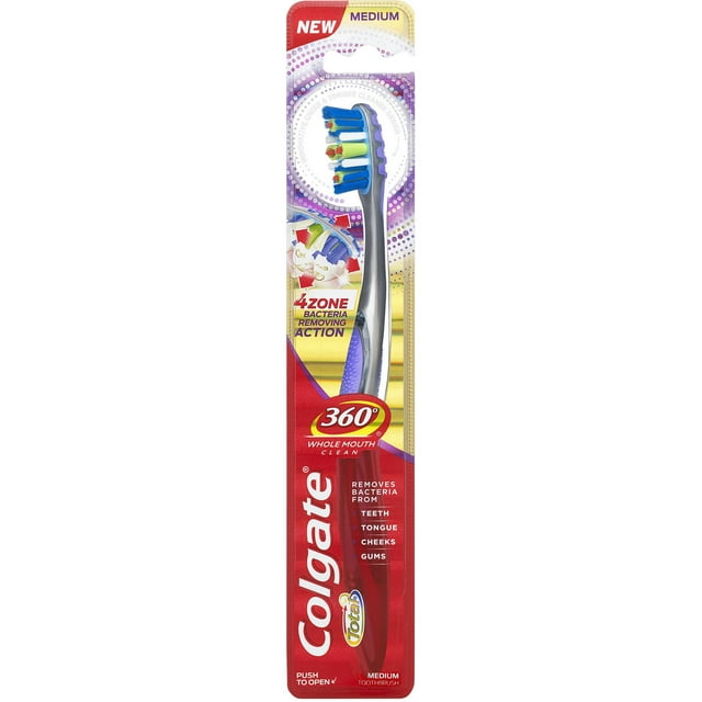 Colgate 360 Advanced 4 Zone Toothbrush, Medium - Walmart.com